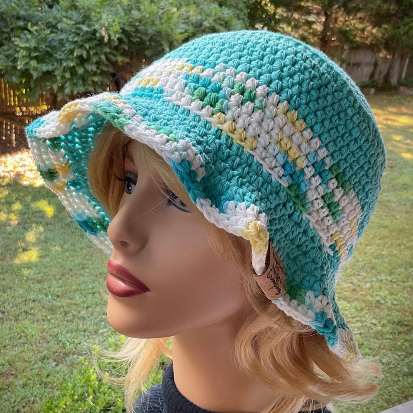 BUCKET HAT Crochet Cotton Hat Eco Friendly Summer Bucket Hat Green ...