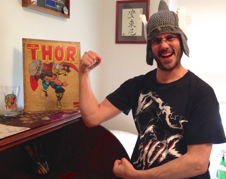 CROCHET THOR HAT Gray Thor Helmet Super Hero Hat Halloween - Etsy