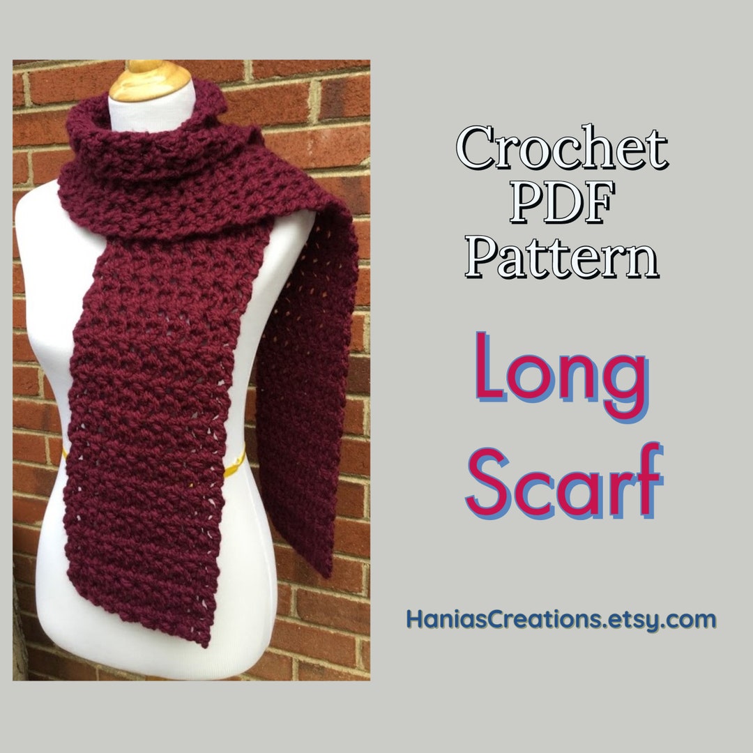 CROCHET PDF PATTERN Long Scarf Pattern Instant Download Printable ...