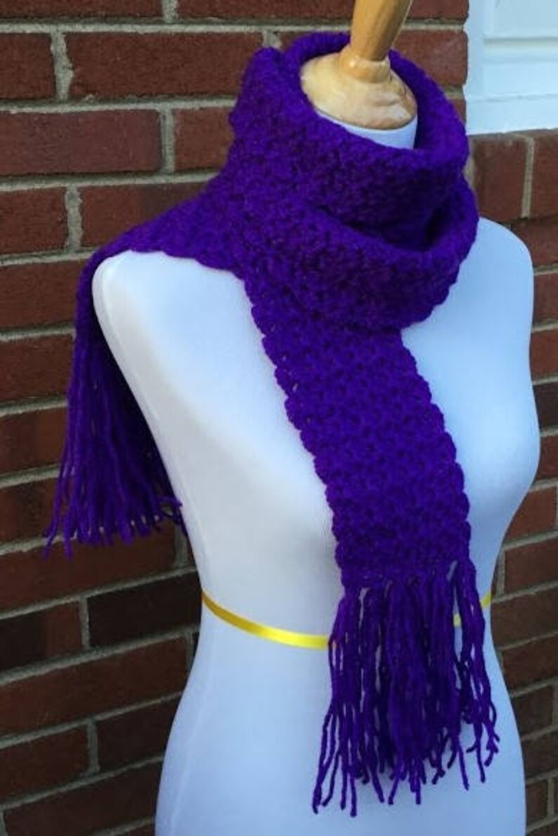 Purple Long Scarf Crochet Elegant Scarf Skinny Versatile Scarf - Etsy