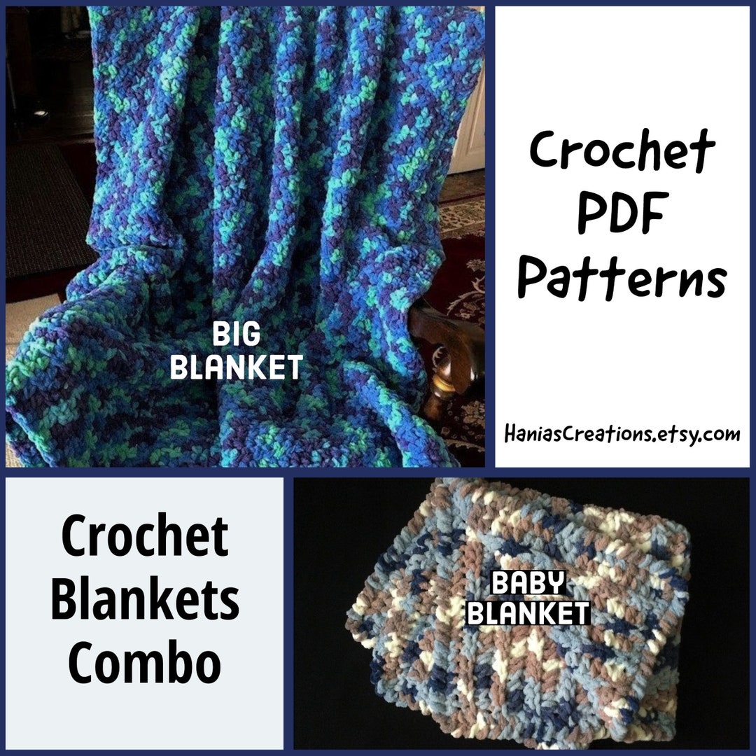 CROCHET BLANKET PATTERNS Instant Download Pdf Crochet Super Bulky Big ...