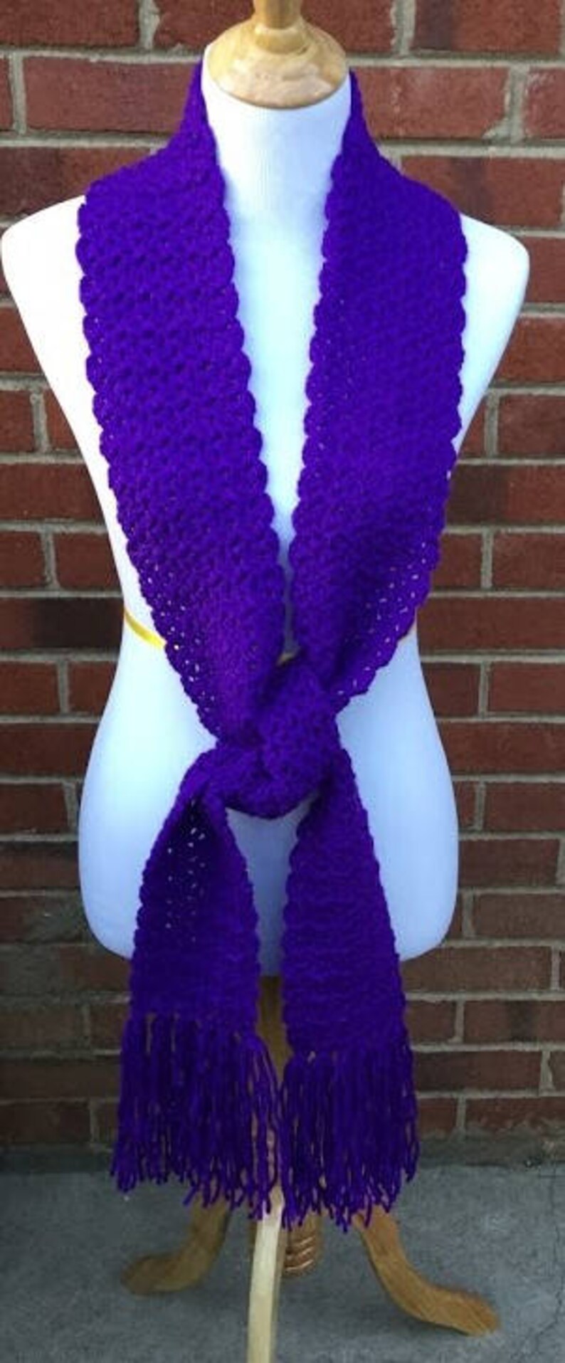 Purple Long Scarf Crochet Elegant Scarf Skinny Versatile Scarf - Etsy