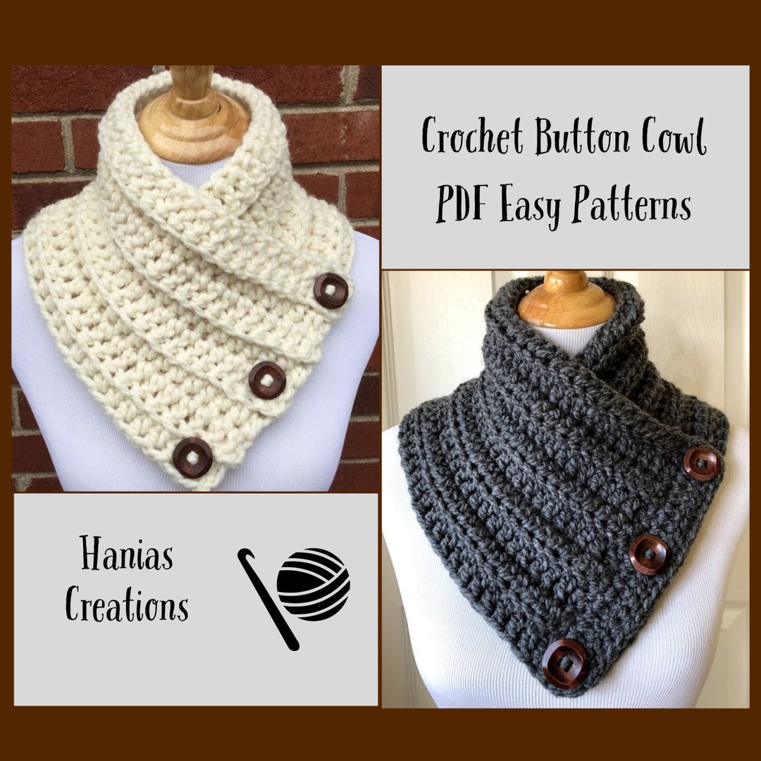 COWL PDF PATTERN Crochet Chunky Cowl Easy Pattern Button Cowl Pattern ...