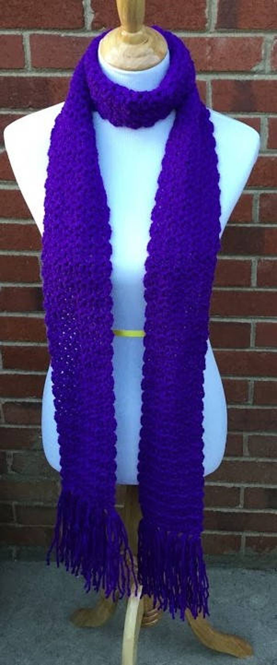 Purple Long Scarf Crochet Elegant Scarf Skinny Versatile Scarf - Etsy
