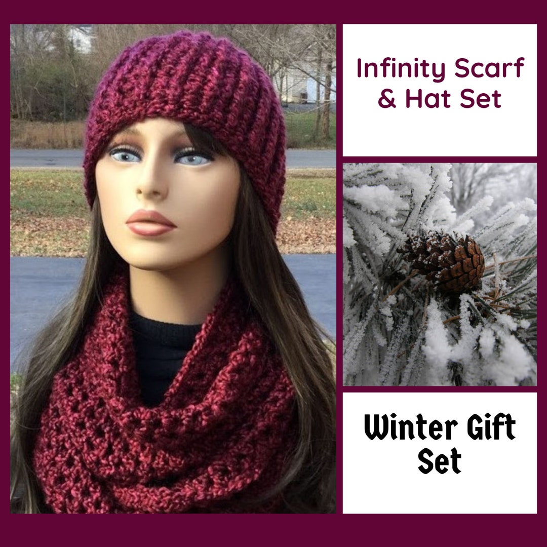 CROCHET INFINITY SCARF Bulky Hat Homespun Yarn Handmade Scarf and Hat ...