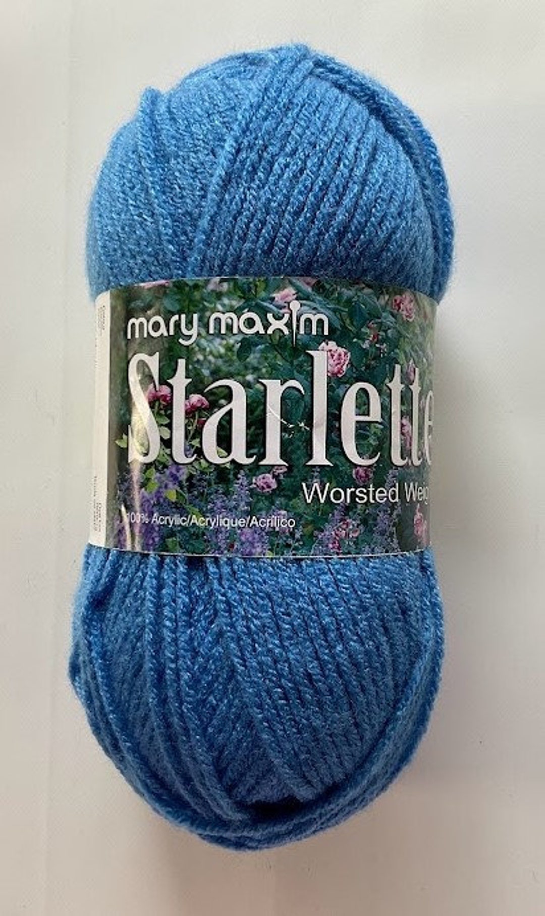 Mary Maxim Starlette Acrylic Yarn Color 177 Medium Blue Lot Number ...