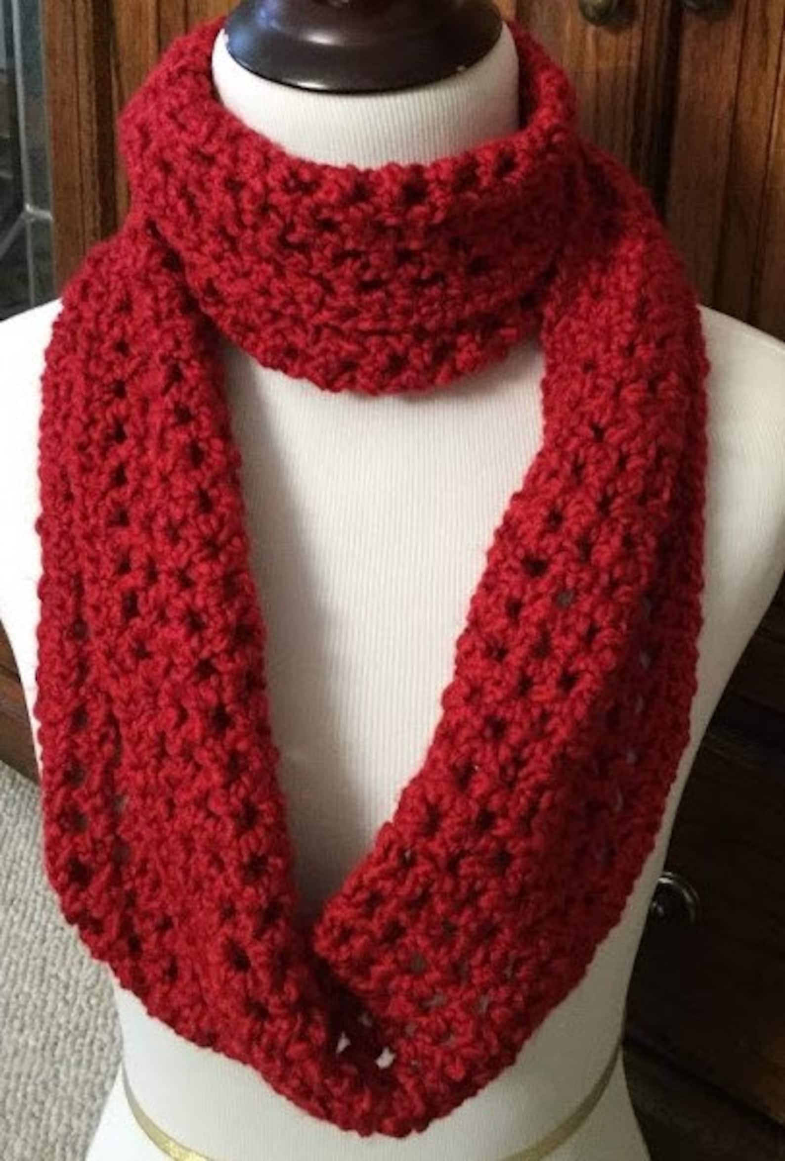 RED INFINITY SCARF Crochet Chunky Scarf Homespun Yarn Handmade - Etsy