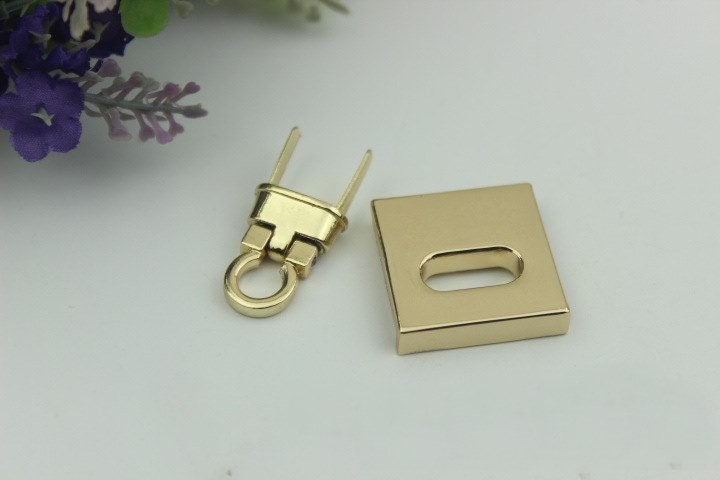 Square Rectangle Twist Turn Lock Bag Hardware Gold Silver - Etsy