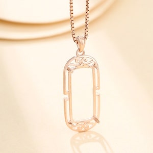 Vintage Rectangle Base Pendant Setting Fine Sterling Silver Rose Gold ...