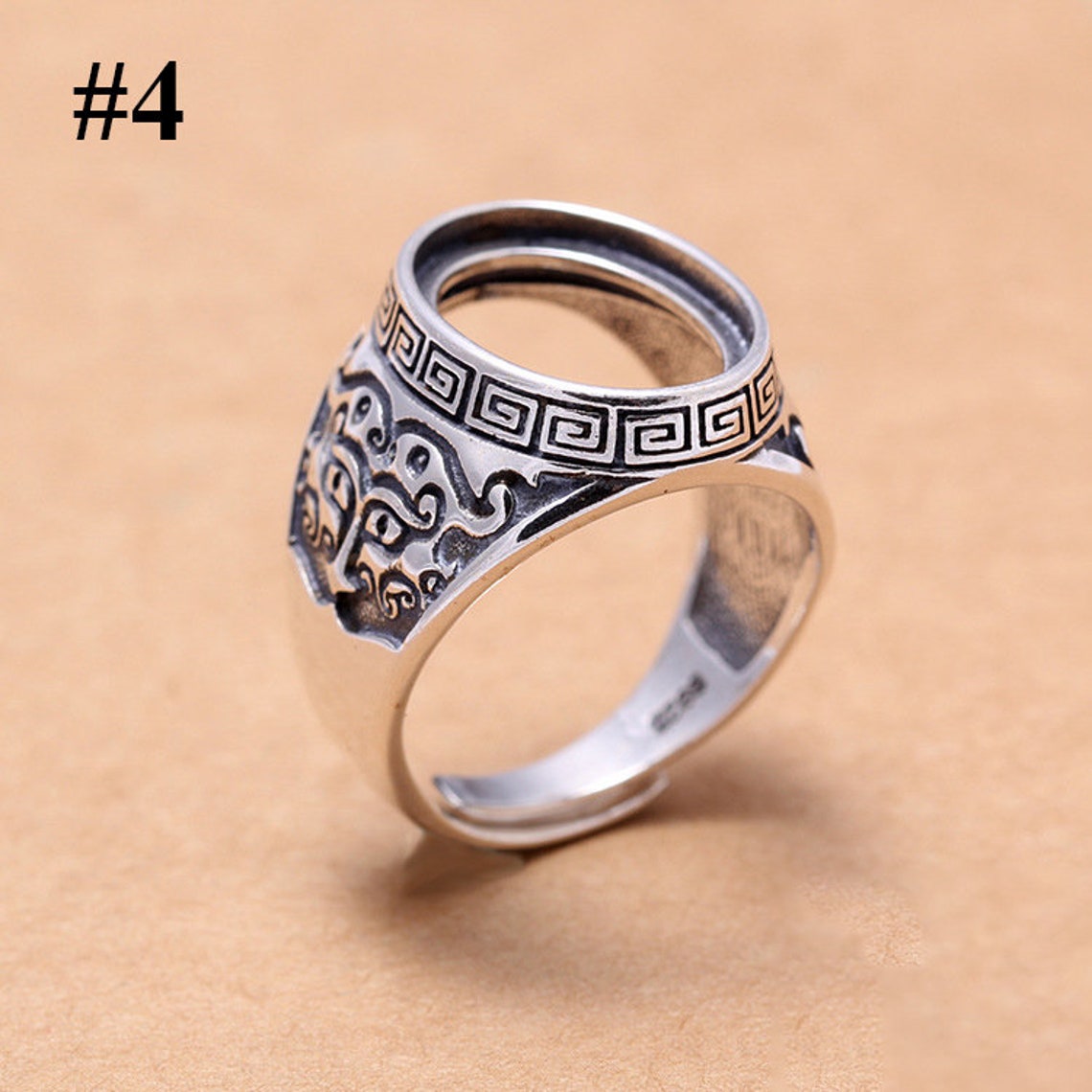 925 Sterling Silver Adjustable Mount Ring Oval Setting Blank | Etsy