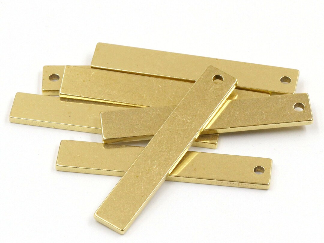 Solid Brass Bar Bead Plate Flat Rectangle Front Drilled Hole 60mm 2-3/8 ...