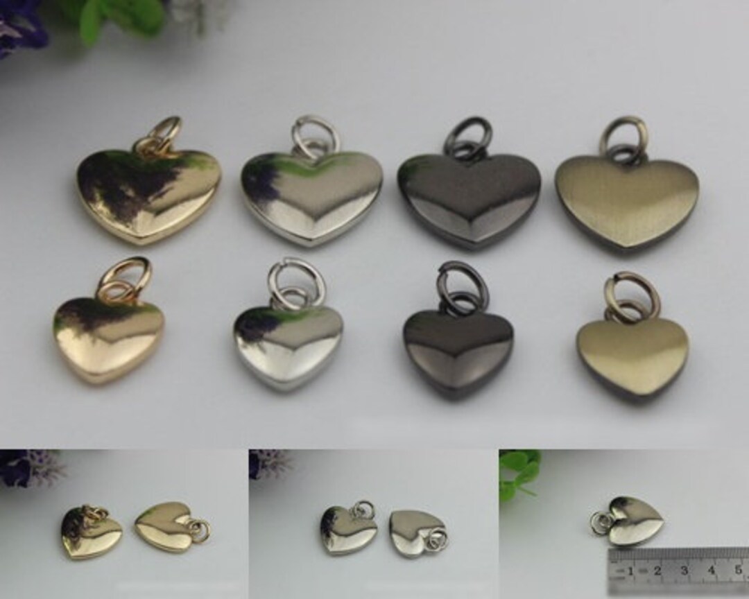 Heart Zipper Pull 1/10 Pcs Bag Hardware Charm Slider Metal Gold Silver ...