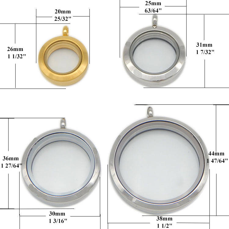 Surgical Stainless Steel Silver Tone Plain Round Pendant Glass | Etsy