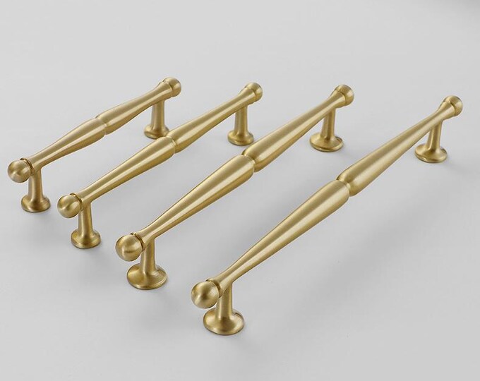 Art Deco Pull Handle, Solid Brass Hardware, Solid Brass Pull, Pull Handles for Cabinets, Brass ...