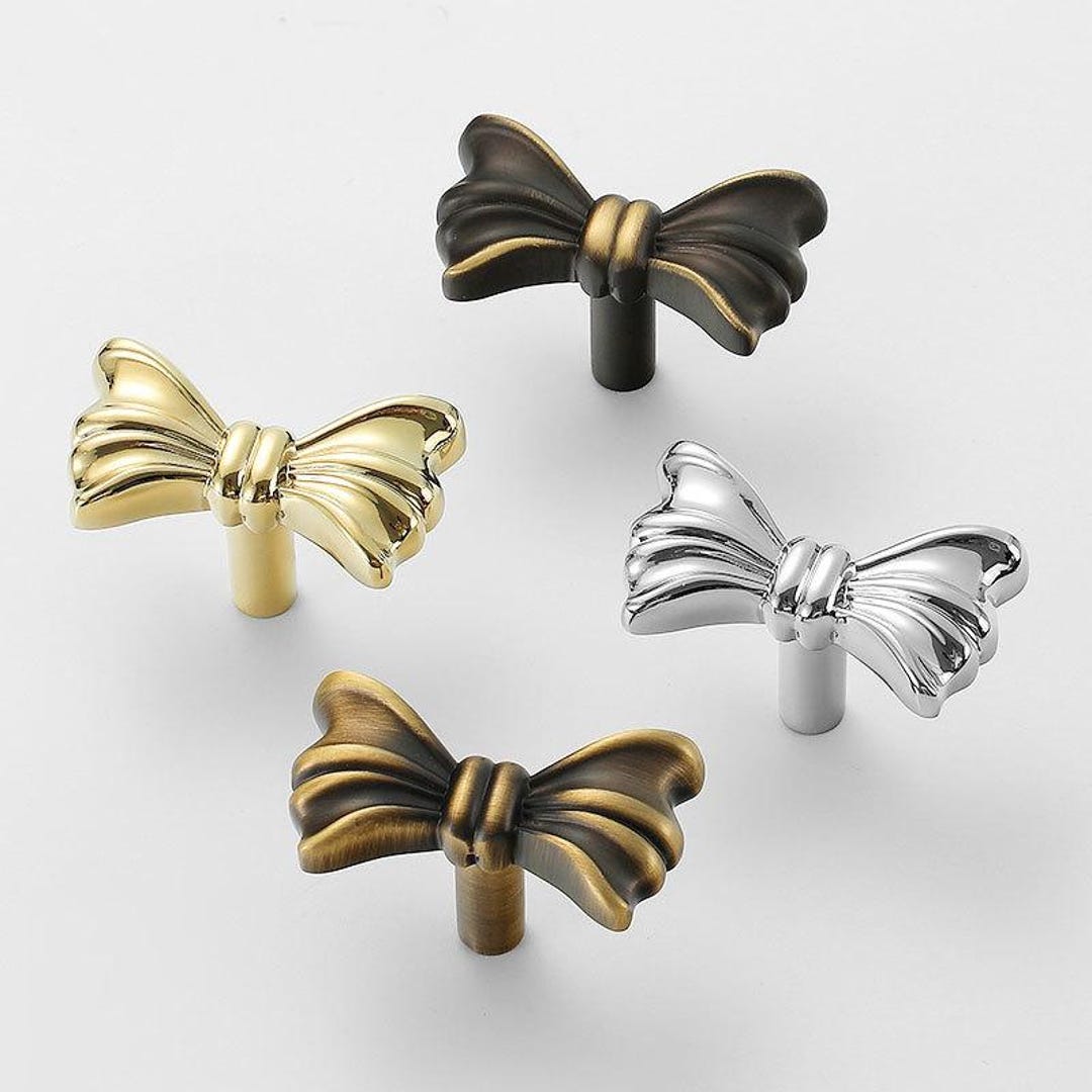 Solid Brass Bow Kitchen Knob Handles 25x40mm 1 X 1 5/8 Cabinet Drawer ...