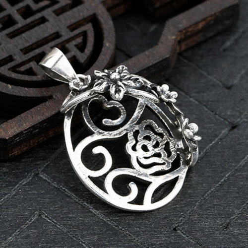 Vintage Rectangle Base Pendant Setting Fine Sterling Silver - Etsy