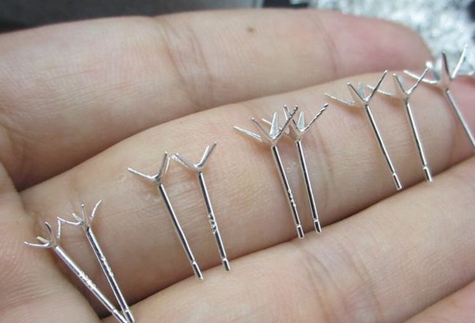 Sterling Silver Four Claw Prong Ear Stud Post 3 4 5 6 7 mm | Etsy