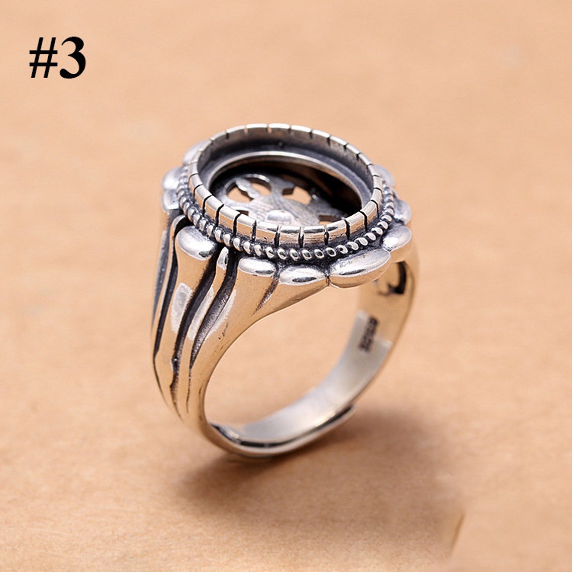 925 Sterling Silver Adjustable Mount Ring Oval Setting Blank | Etsy