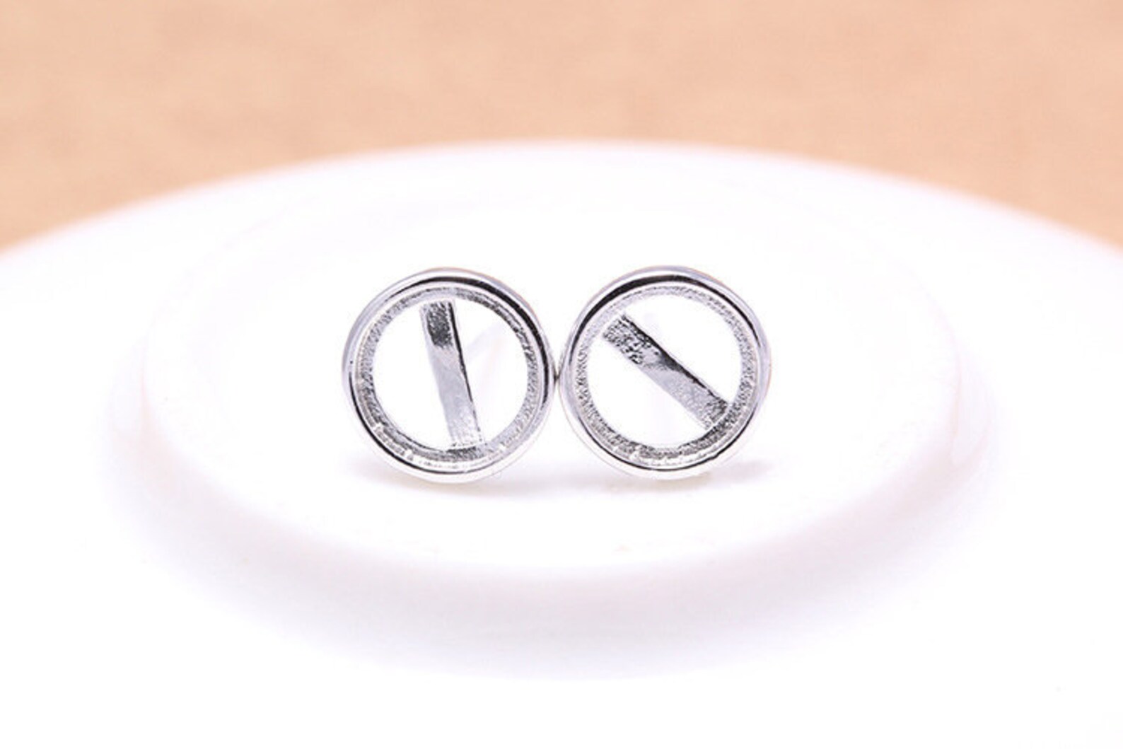 925 Sterling Silver Mount Earrings Bezel Setting Blank 7 8 mm | Etsy