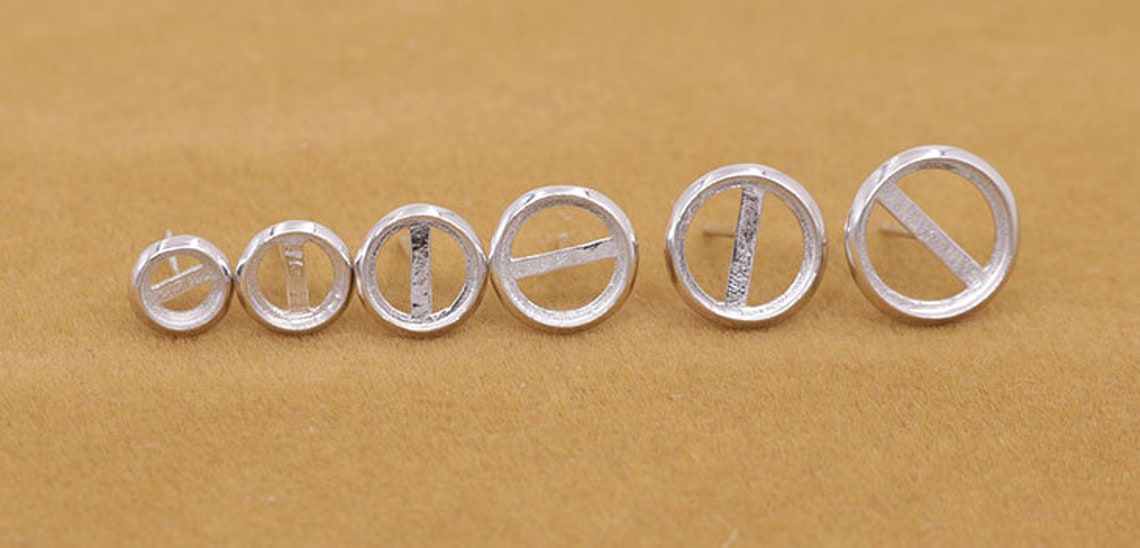 925 Sterling Silver Mount Earrings Bezel Setting Blank 7 8 mm | Etsy