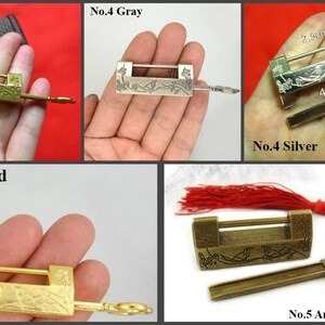 Chinese Lock Padlock Key Protector Ancient Vintage Style Antique Bronze ...