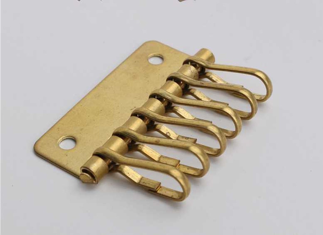 6 Hooks Solid Brass Key Holder Plate 2 Inch Pouch Spring Snap Purse ...