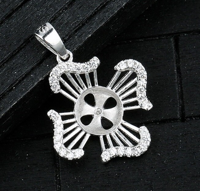 Crystals Flower Cup Pin Base Pendant Blank Setting Sterling - Etsy