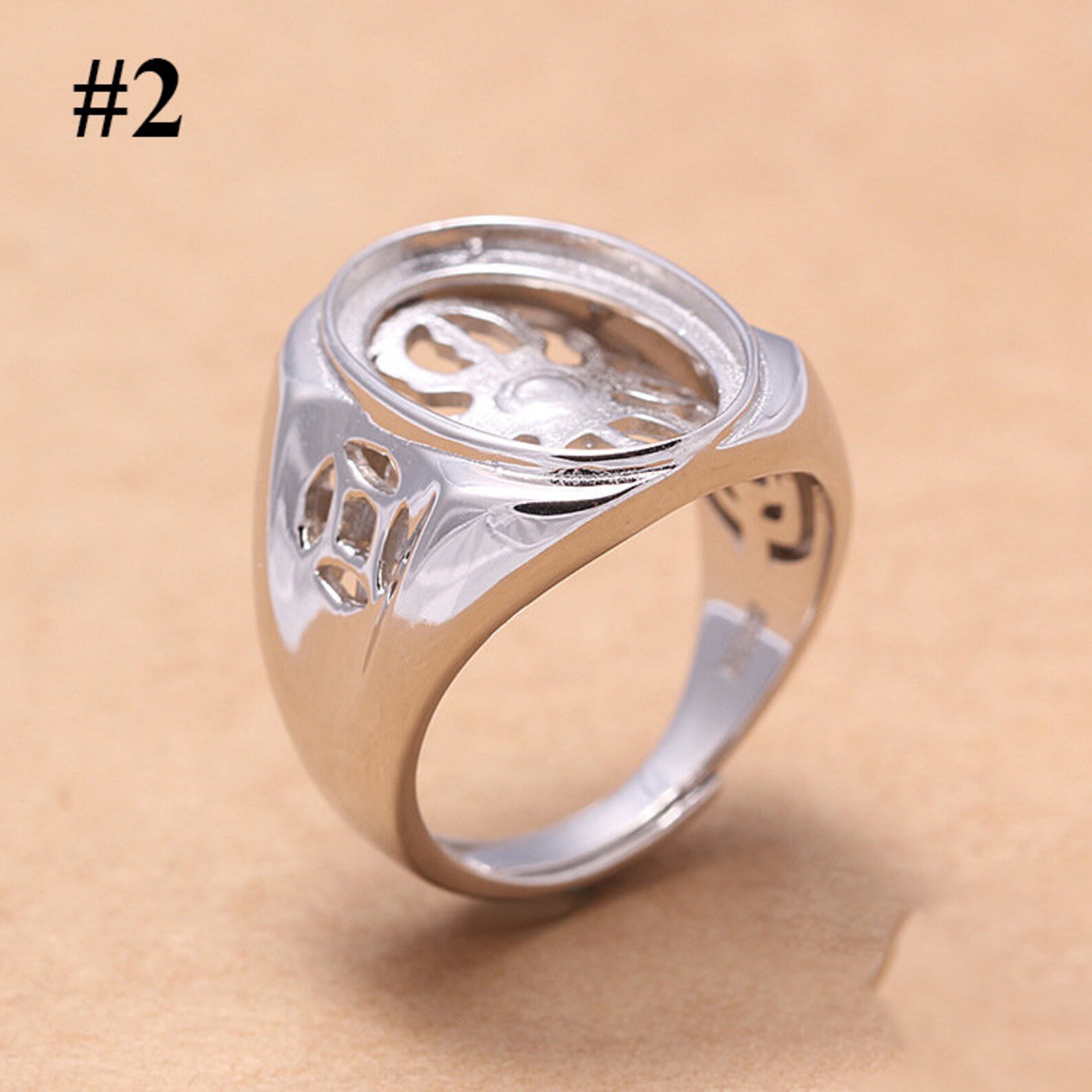 925 Sterling Silver Adjustable Mount Ring Oval Setting Blank | Etsy