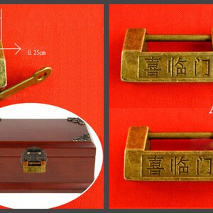Chinese Lock Padlock Key Protector Ancient Vintage Style Antique Bronze ...