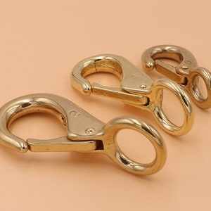 Solid Brass Fixed Eye Loop Halter Snap Saddle Hook Fix Buckle Horse Headstall Reins Push Gate ...