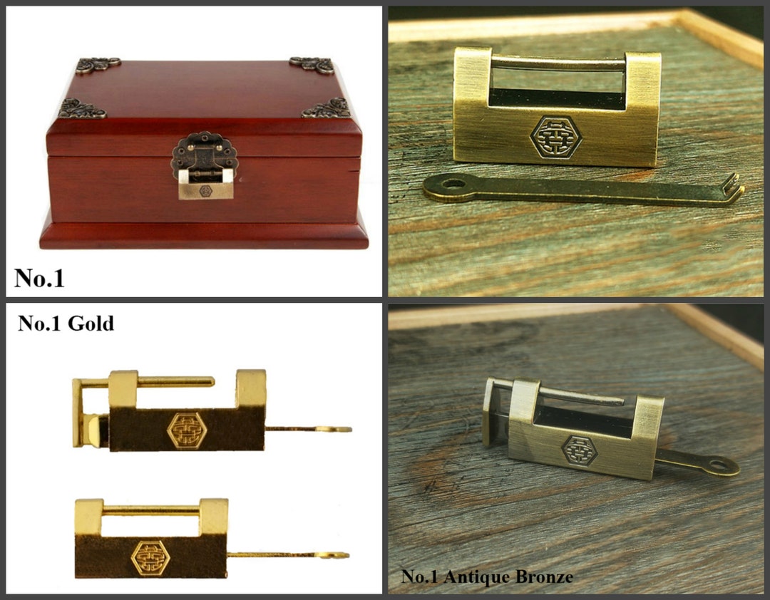 Chinese Lock Padlock Key Protector Ancient Vintage Style Antique Bronze ...