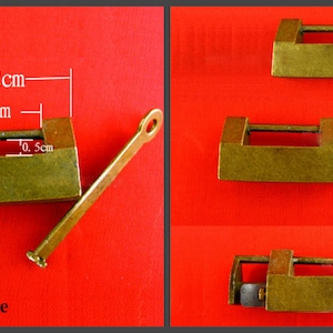 Chinese Lock Padlock Key Protector Ancient Vintage Style Antique Bronze ...