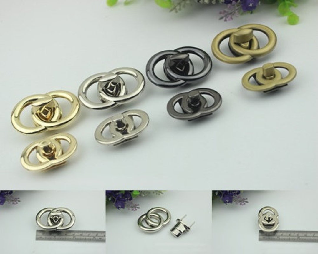 Round Twist Turn Lock Bag Hardware Gold Silver Gunmetal Bronze 1/10 Pcs ...