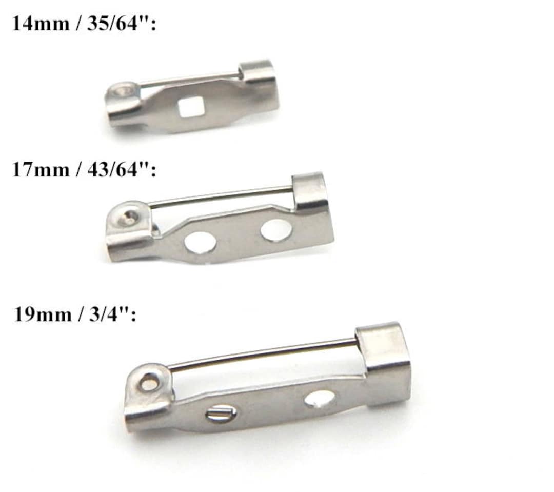 Surgical Stainless Steel Silver Tone Brooch Bar Pin Back Metal Craft ...