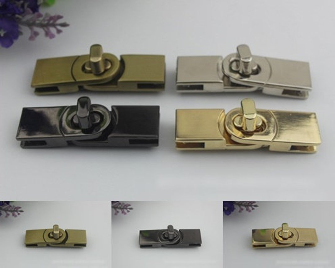 Rectangle Twist Turn Lock Bag Hardware Gold Silver Gunmetal Bronze 1/10 ...