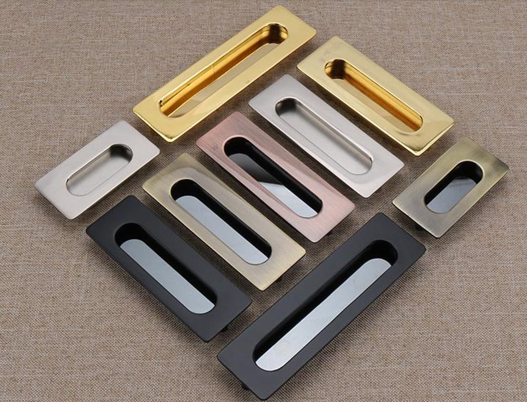 Modern Recessed Cabinet Pulls Metal Minimalist Flush Handles Gold Black ...