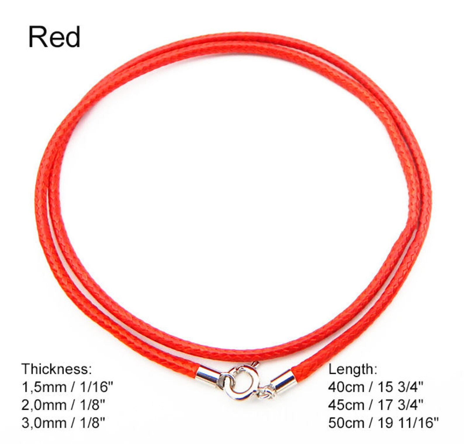 Waxed Braided Cord Rope with Sterling Silver End Cap Spring | Etsy