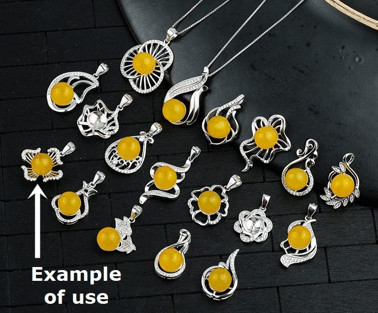 Crystals Flower Cup Pin Base Pendant Blank Setting Sterling - Etsy