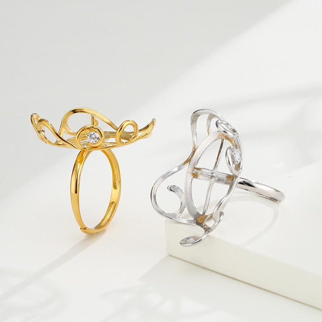 Ring Blank Prong Setting 1pc Sterling Silver 925 Free Shape Wrap Base ...