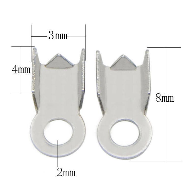 Stainless Steel Fold Over Crimp Clamp Clip Loop Bead Cord End - Etsy