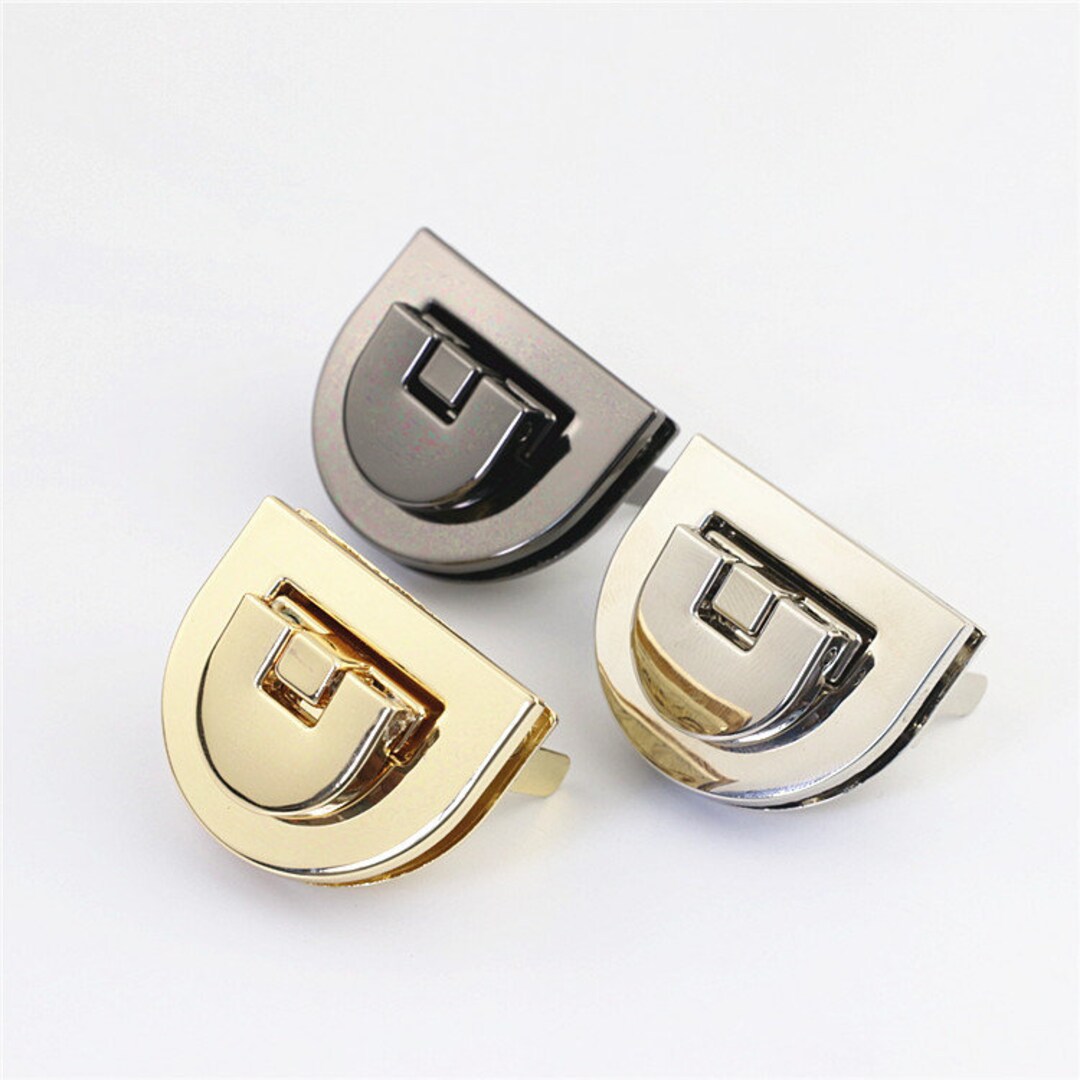 D Shape Turn Twist Lock Bag Hardware Gold Silver Black 1/10 Pcs ...