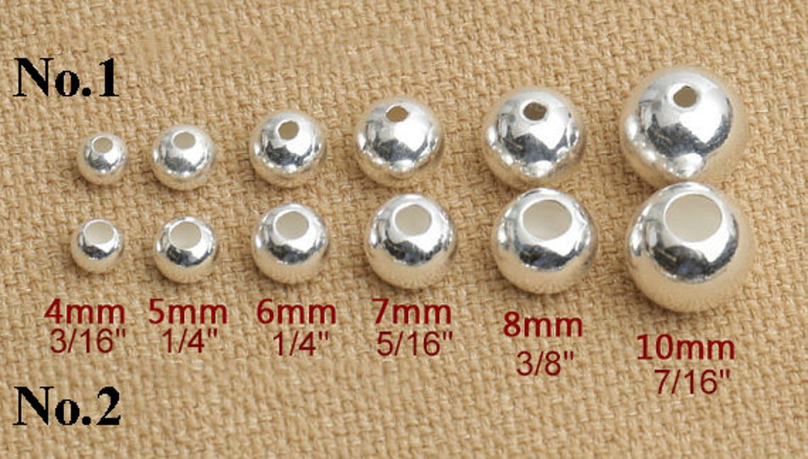 925 Sterling Silver Smooth Round Spacer Bead Ball Drilled - Etsy