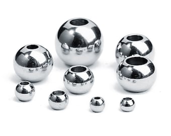 Smooth Round Metal Spacer Bead Center Drilled Ball Two Hole | Etsy