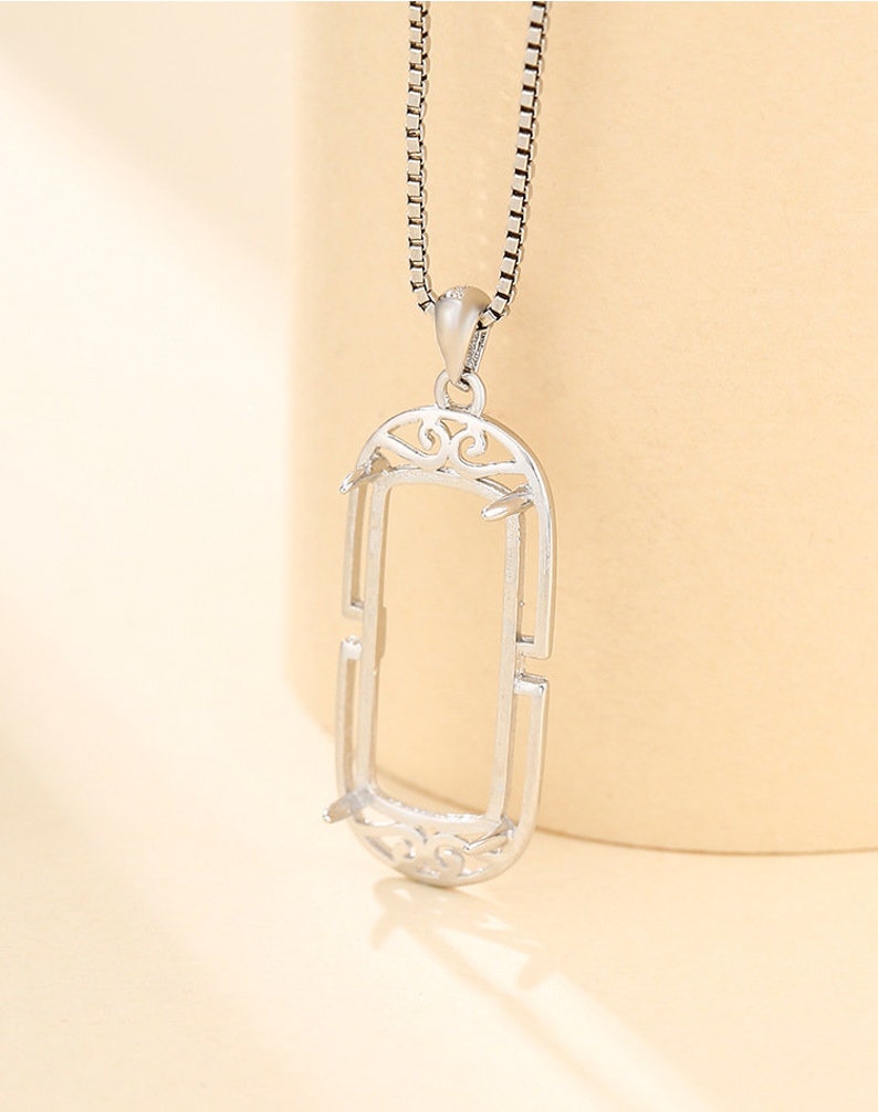 Vintage Rectangle Base Pendant Setting Fine Sterling Silver - Etsy