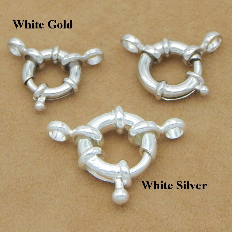 925 Sterling Silver Round Spring Ring Clasp Pearl Clasp Bolt - Etsy