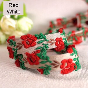 Lace Embroidered Rose Flower Trim Ribbon - Etsy