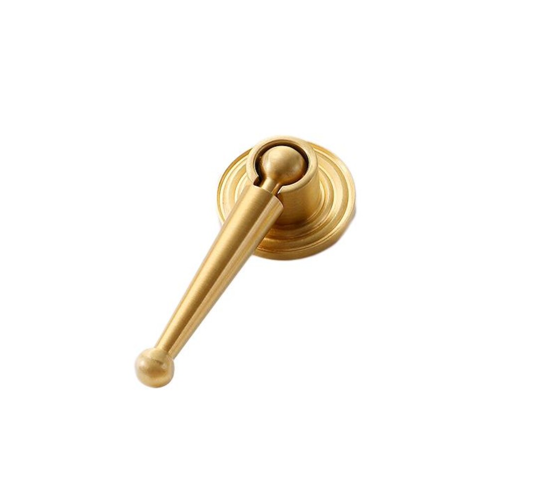 Brushed Solid Brass Drop Ring Drawer Pull Knob Door Knocker 17 75 Mm 5/8" 3" Brass Color Kitchen ...