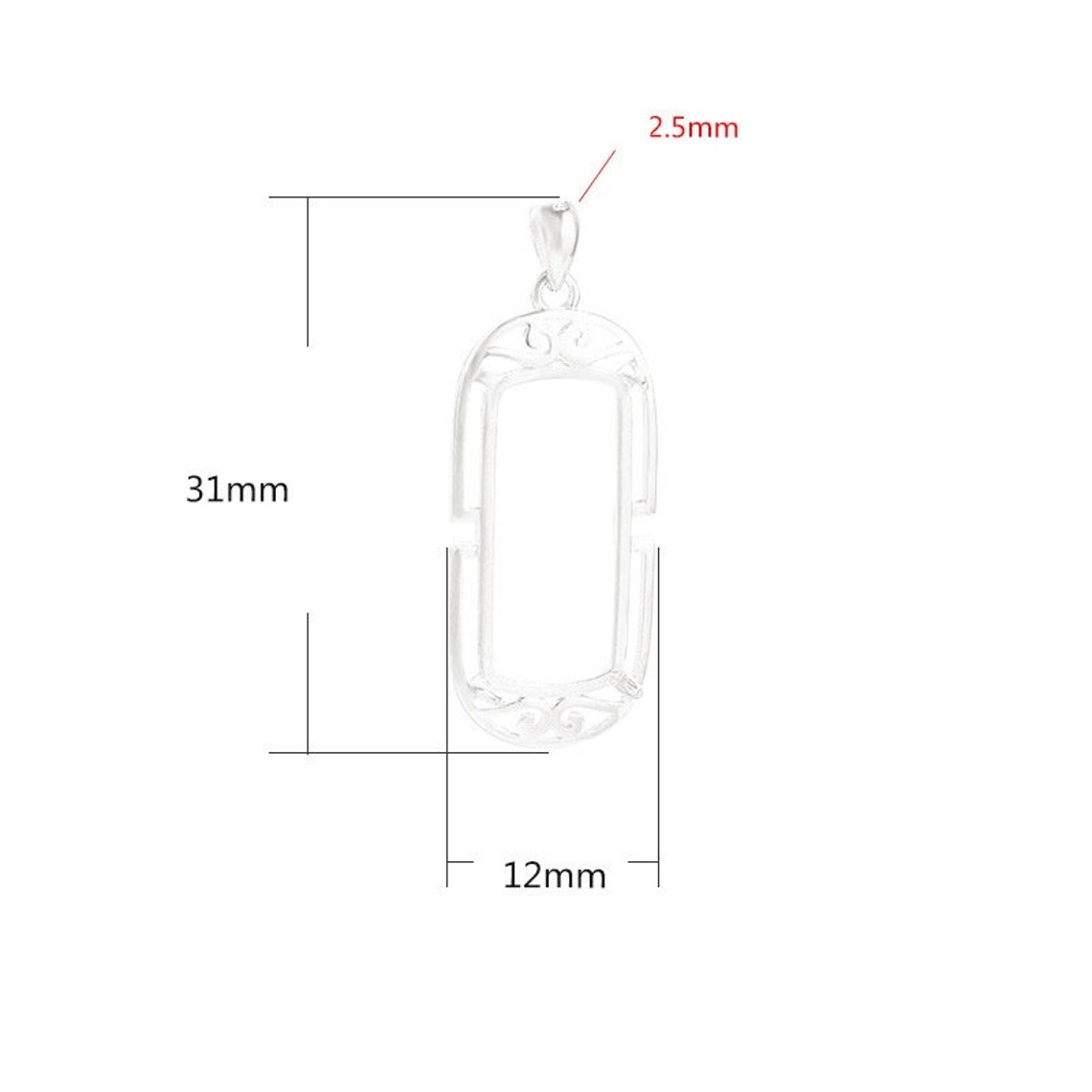 Vintage Rectangle Base Pendant Setting Fine Sterling Silver | Etsy