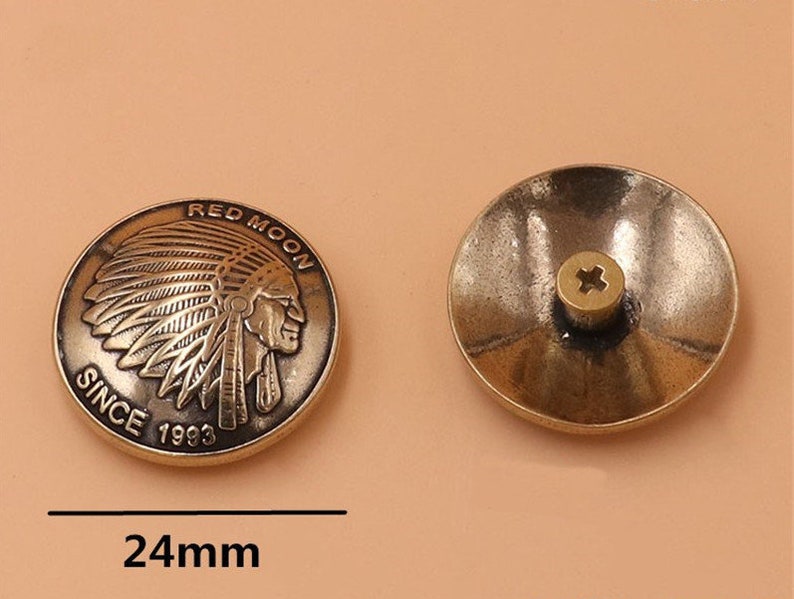 Solid Brass Concho Screw Back 1 inch Vintage Indian Tiger | Etsy