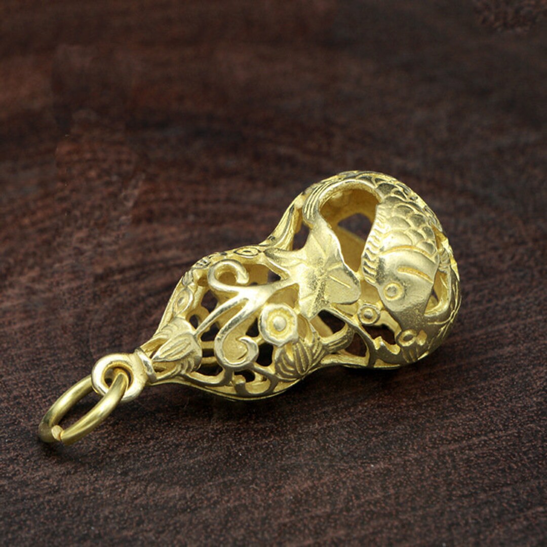 Raw Solid Brass Calabash Charm 40mm 1-5/8 Gourd Pumpkin Pendant ...